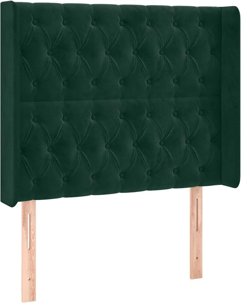 Box spring postel s matrací a LED tmavě zelená 90x200 cm samet 3139724