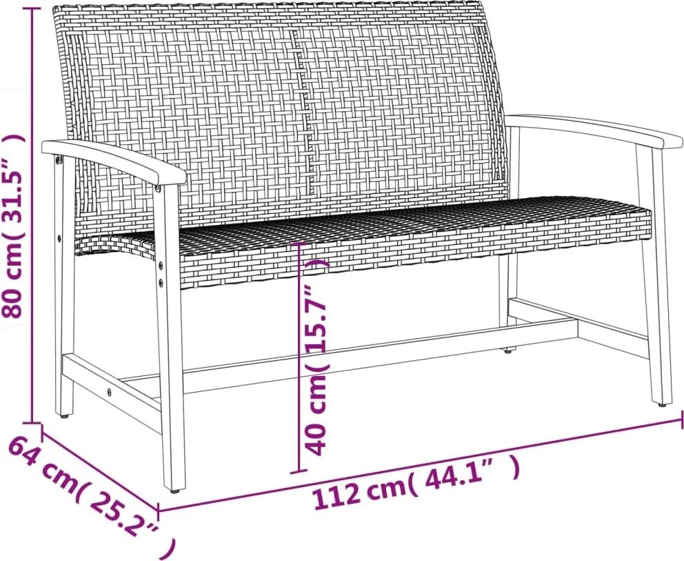 vidaXL Zahradní lavice béžová 112 cm polyratan a akáciové dřevo [367600]