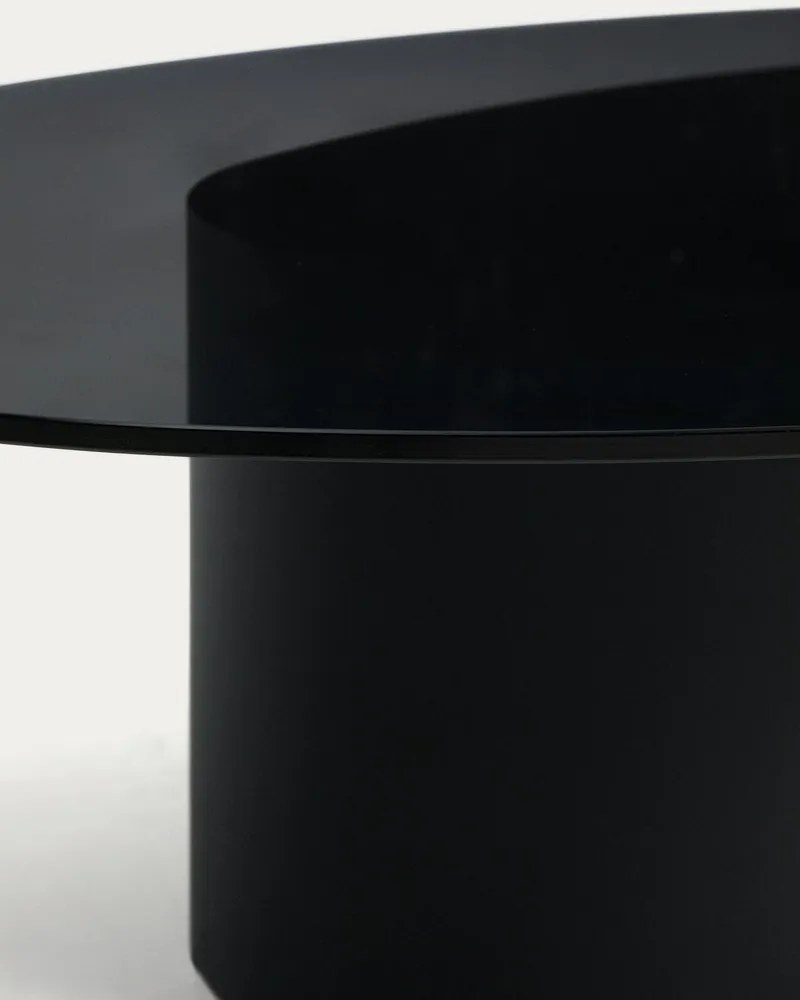 Černý konferenční stolek se skleněnou deskou 81x140 cm Olir – Kave Home