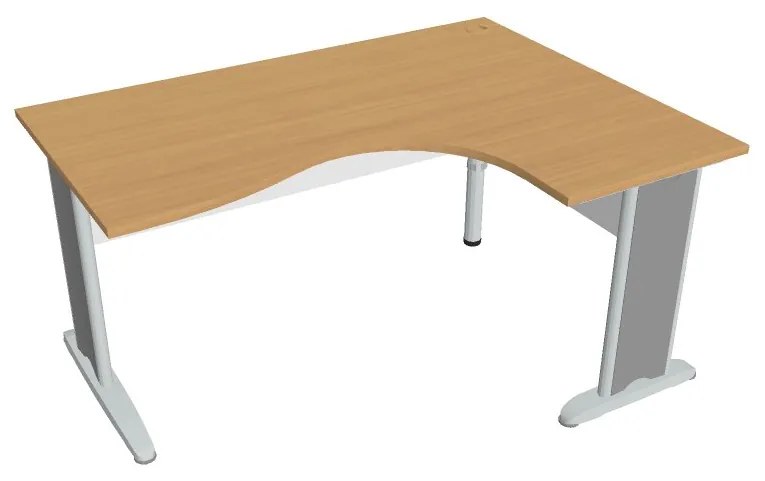 Stůl ergo vlna levý 160×120/80 cm - Hobis Cross CE 2005 L Dekor stolové desky: buk, Dekor lamino podnože: bílá, Barva nohou: Stříbrná