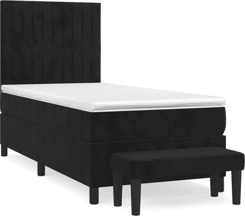 Box spring postel s matrací černá 90x200 cm samet 3137943