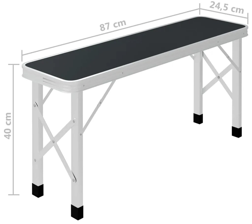 vidaXL Marketos Skládací kempingový stůl se 2 lavicemi hliník šedý