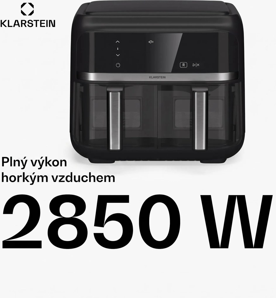 Klarstein VitaFry Duo Skylight, horkovzdušná fritéza, 7,6 l, 2 varné zóny, 6 programů