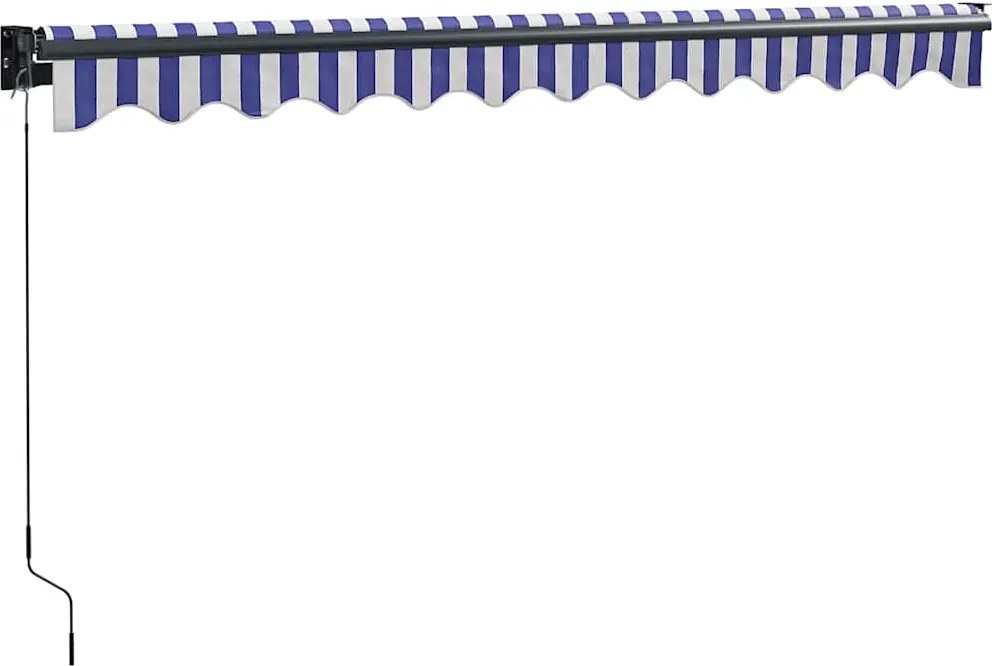 Zatahovací markýza modrá a bílá 3 x 2,5 m textil a hliník 3154446