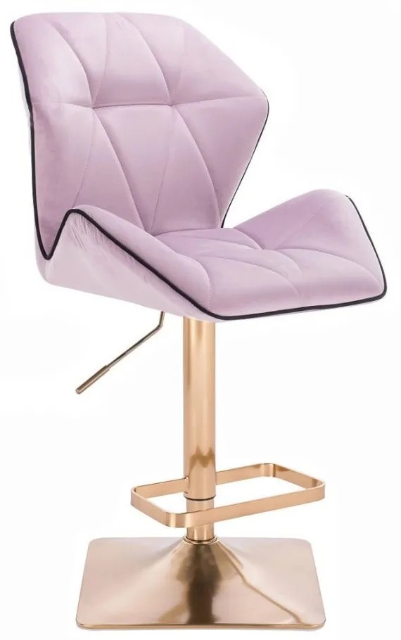 LuxuryForm DESIGN Barová židle MILANO MAX VELUR na zlaté hranaté podstavě - levandule