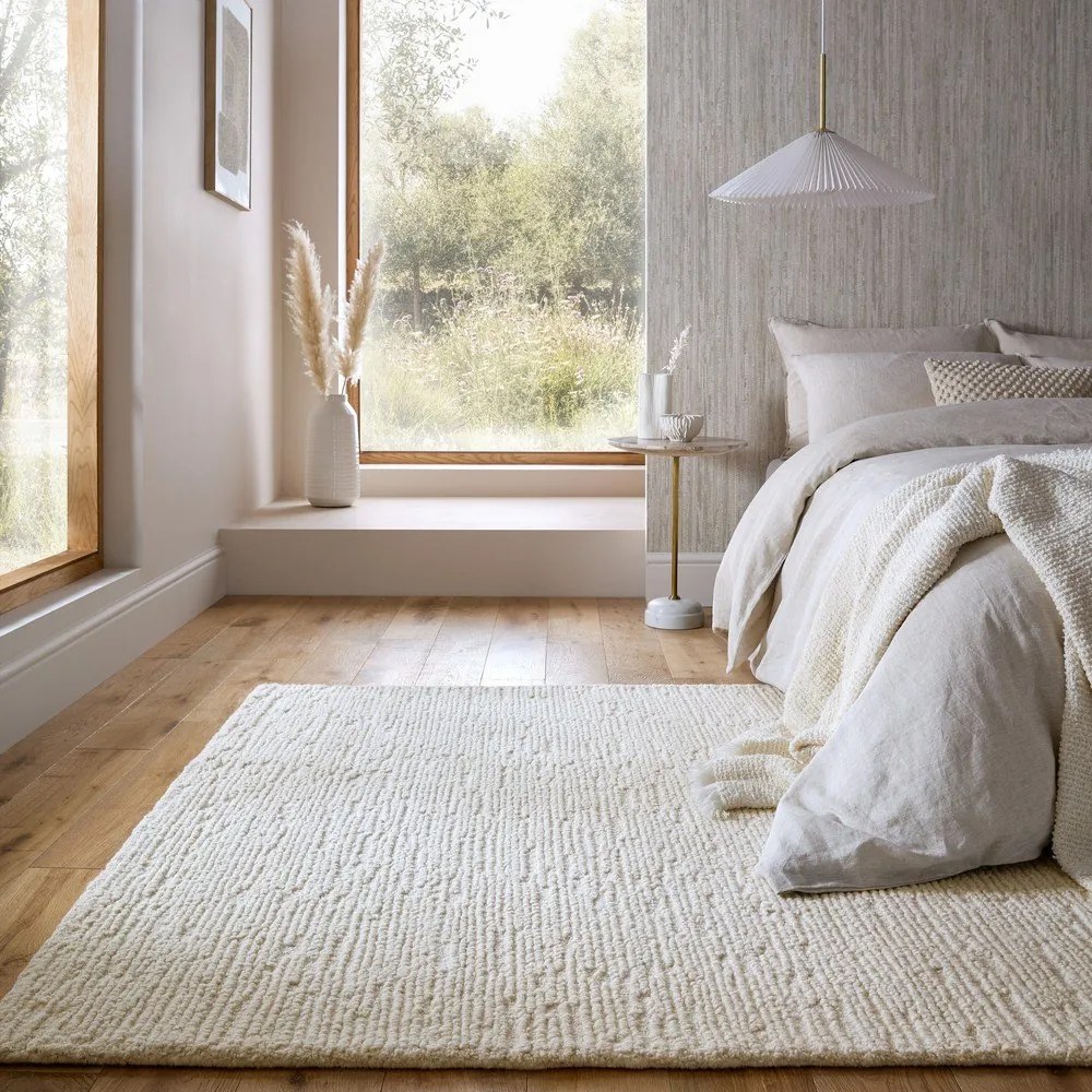 Slonovinový ručně tkaný vlněný koberec 120x170 cm Harris Boucle – Flair Rugs