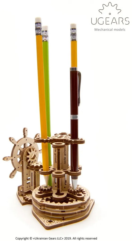 Ugears 3D mechanické puzzle Organizér na psací potřeby 51 ks