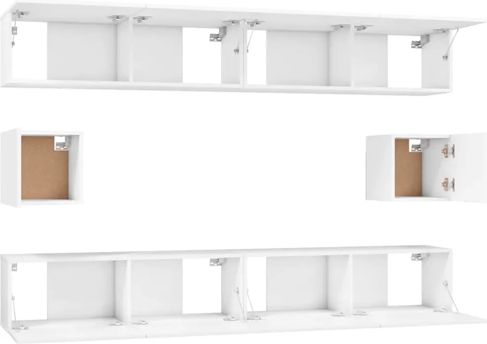 6dílný set TV skříněk bílý kompozitní dřevo 3114366