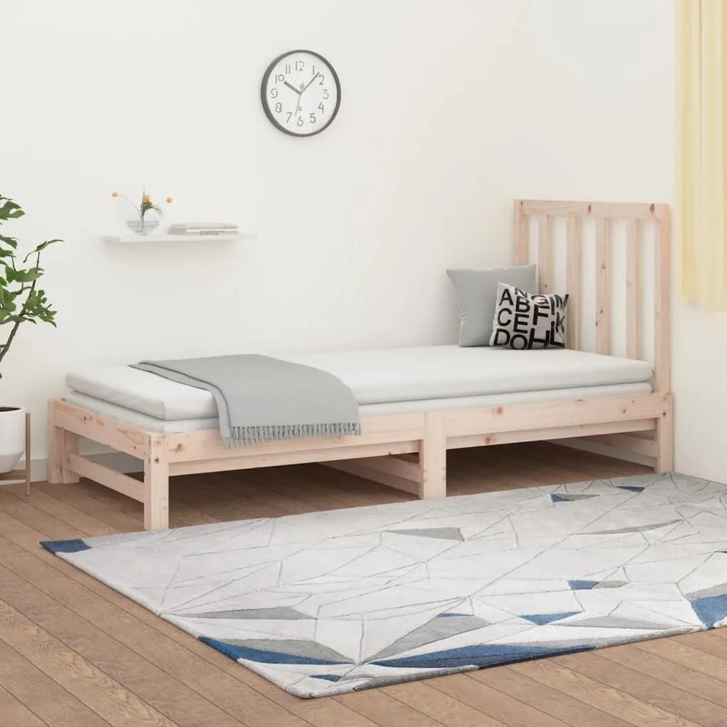 vidaXL Výsuvná postel 2x (90 x 200) cm masivní borovice [3108321] Barva: Bílá