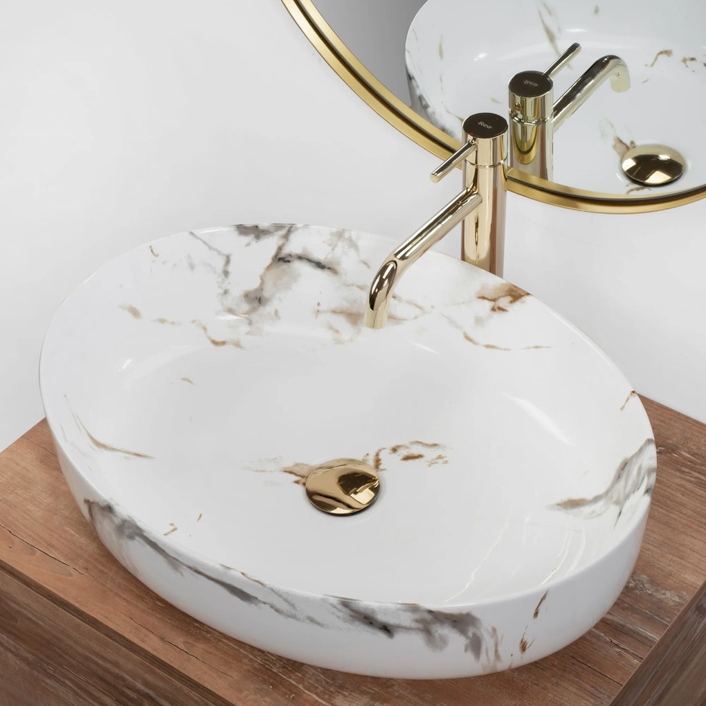 Rea Queen umyvadlo, 55 x 42 cm, imitace kamene-Carrara, REA-U1232