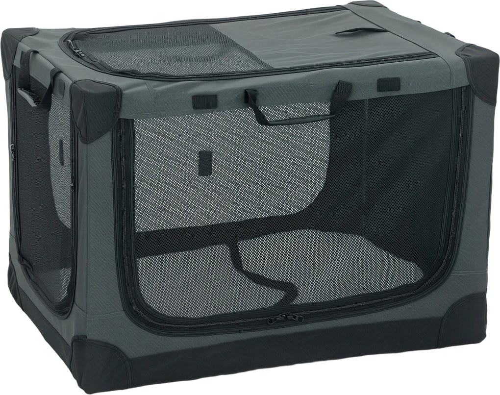 Skládací přepravka pro psy Přepravní box pro psy s polštářem Vyjímatelný pratelný potah z tkaniny Oxford pro psy do 20 kg Armádně zelený