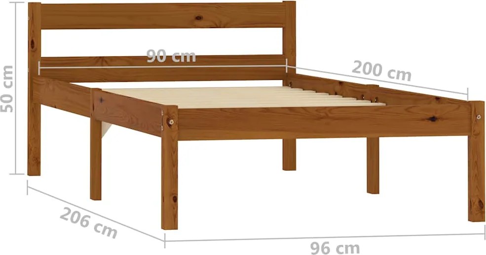 Rám postele medově hnědý masivní borovice 90 x 200 cm 283208