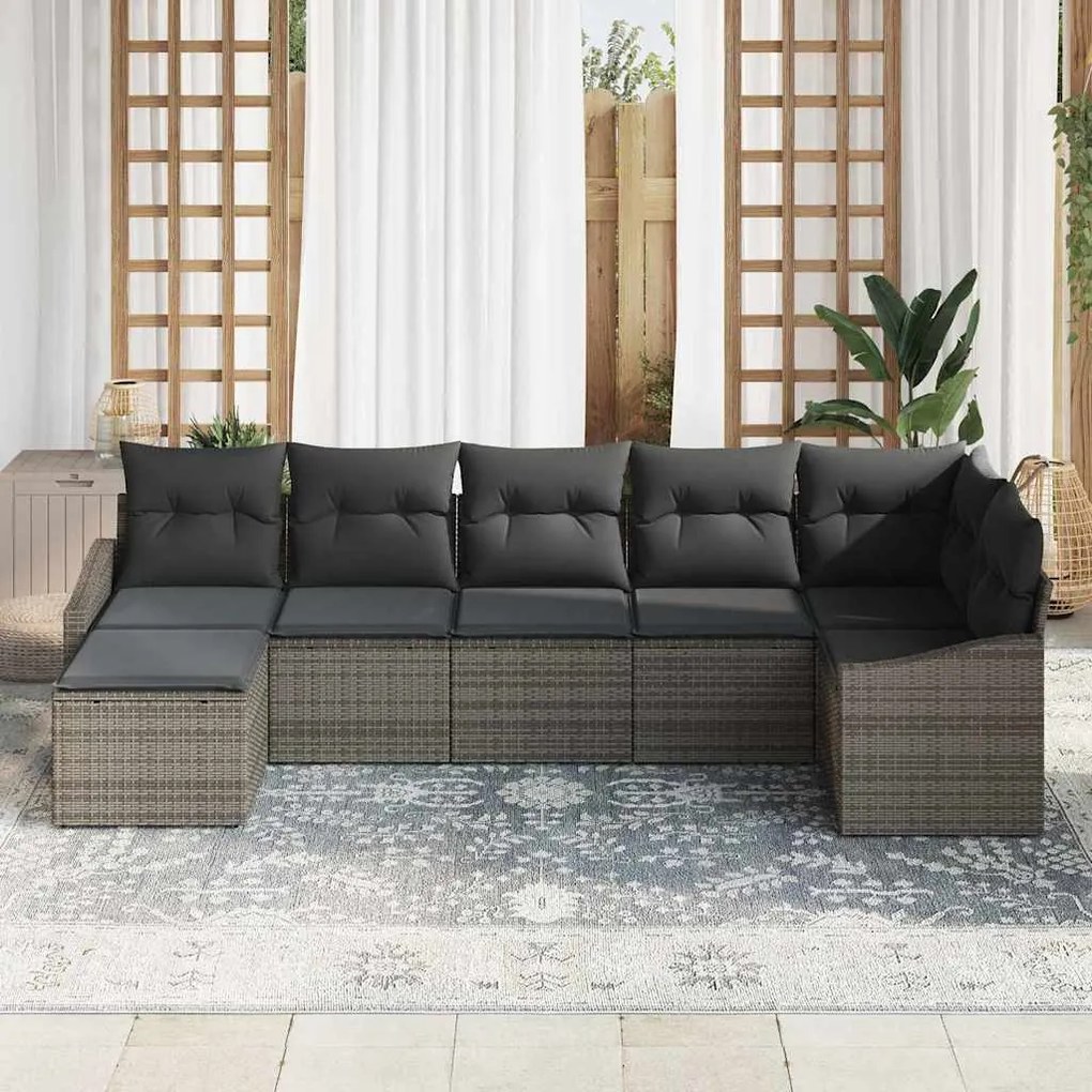 Set pohovek 7 ks Šedá polyratan 3346809