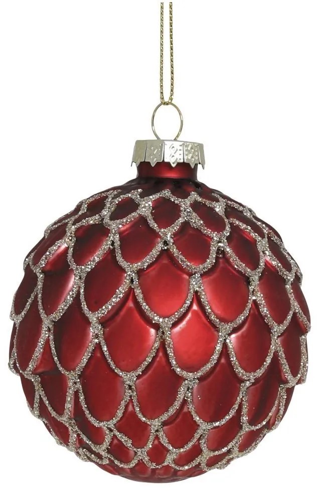 Červená skleněná vánoční ozdoba koule Chic Bauble – Ø 8 cm