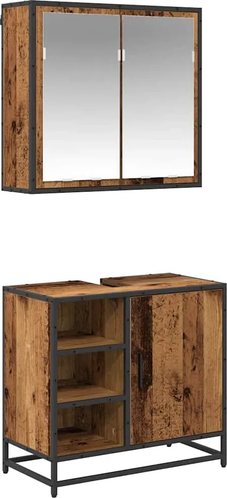 Sada koupelnového nábytku 2 ks Staré dřevo 65 x 33 x 60 cm 3402402