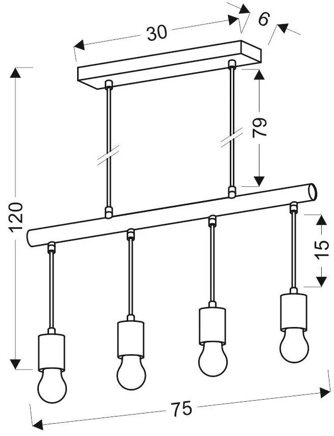 Závěsný lustr Izzy pro žárovku 4x E27  - Candellux