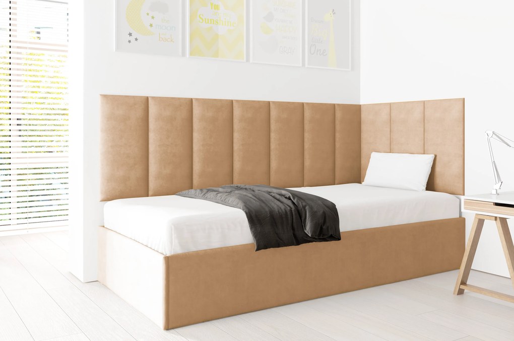 Eka Čalouněná postel Lucy s čalouněnými panely ZDARMA - 90x200 cm Barva látky Trinity: Modrá (Trinity 2313)