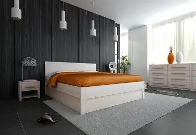 Dřevěná postel z masivu Postelia IBIZA Buk postel s úložným prostorem 200x200cm - bukové dvoulůžko o šíři masivu 4 cm