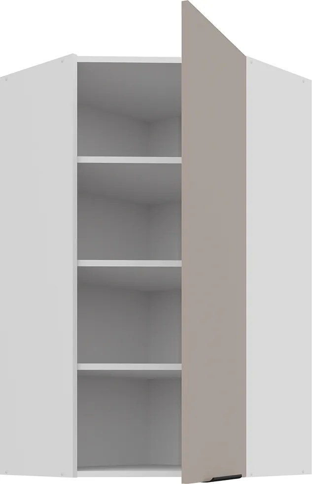 ARIA lb | horní kuchyňská skříňka 60x60 GN-108 1F (45°) rohová s policemi | 60x60 cm | EXTRA VYSOKÁ | bílá/béžová