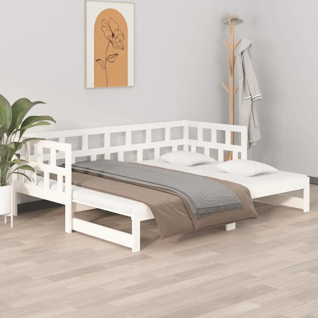 Výsuvná postel bílá masivní borovice 2x (80 x 200) cm,  820228