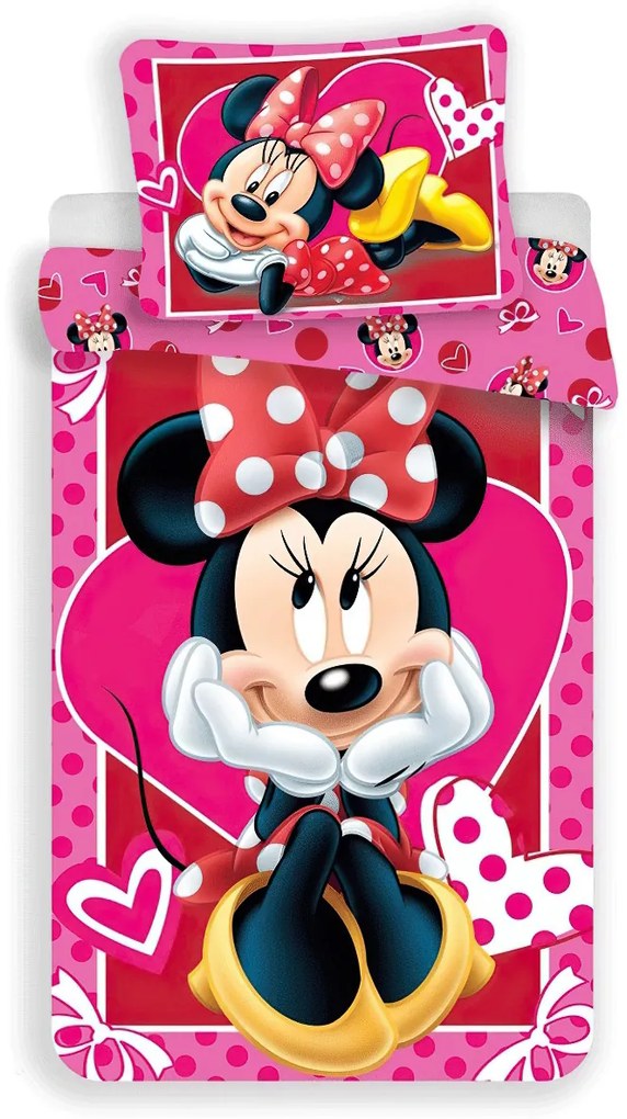 Jerry Fabrics povlečení  MINNIE HEARTS 02 bavlna hladká, 140x200cm + 70x90cm