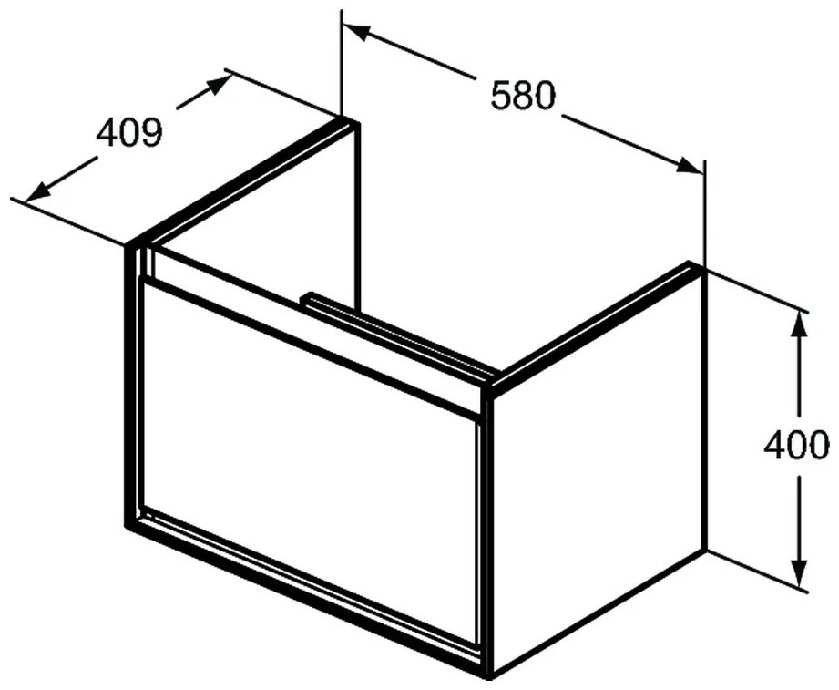 Ideal Standard Connect Air- Skříňka pod umyvadlo CUBE 65cm, 1 zásuvka, Dekor šedý dub + matný bílý lak E0847PS