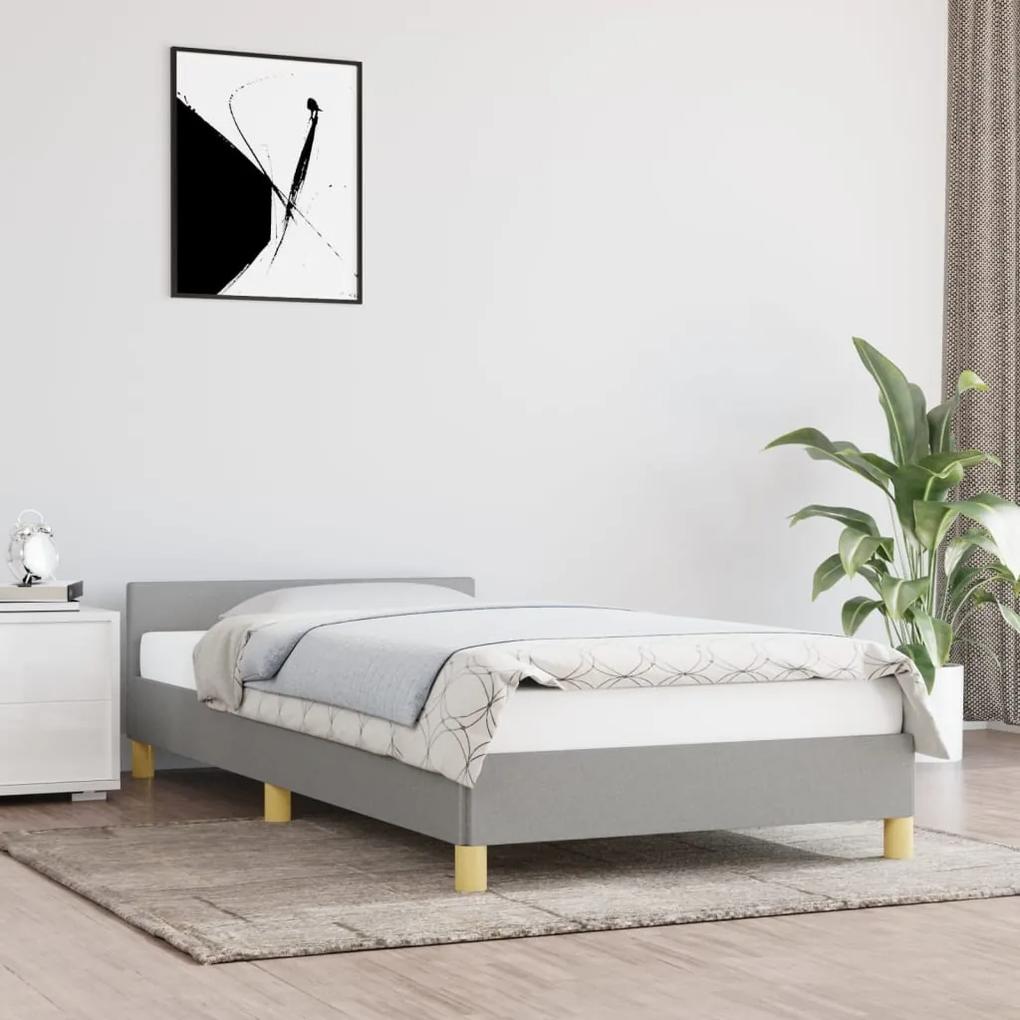 vidaXL Rám postele s čelem světle šedý 90x190 cm textil