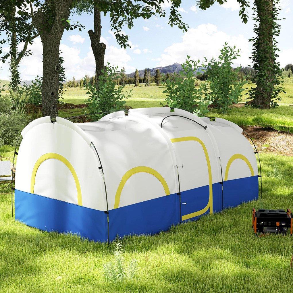 Outsunny Tunneltent, Stan pro 6 Osob se 3 Místnostmi, UV Ochrana, Síťová Okna, Odolný Rodinný Stan s Přenosnou Taškou, 3000mm Voděodolný Skupinový St…