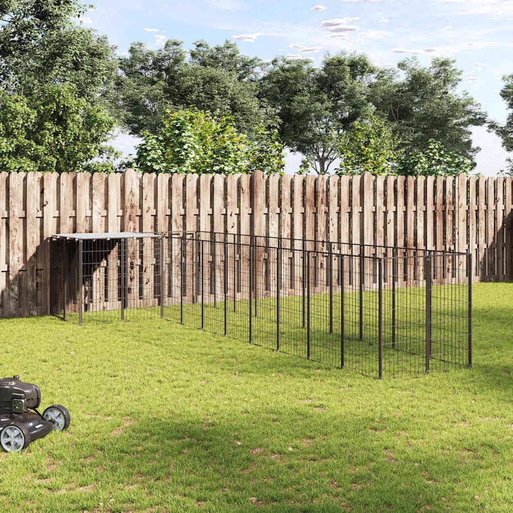 Psí kotec černý 7,26 m² ocel 3082237