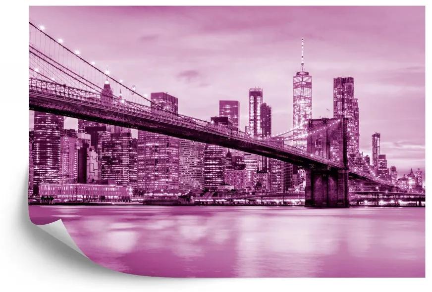 Fototapeta Brooklyn Bridge Nyc V Růžové Vliesová tapeta 104x70.5
