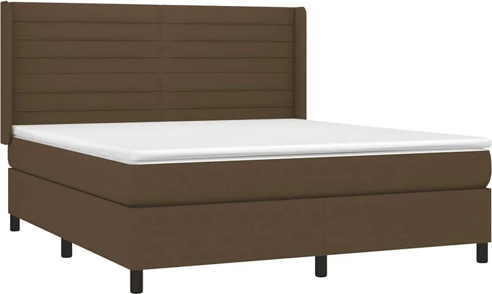 Box spring postel s matrací a LED tmavě hnědá 180x200 cm textil 3138416