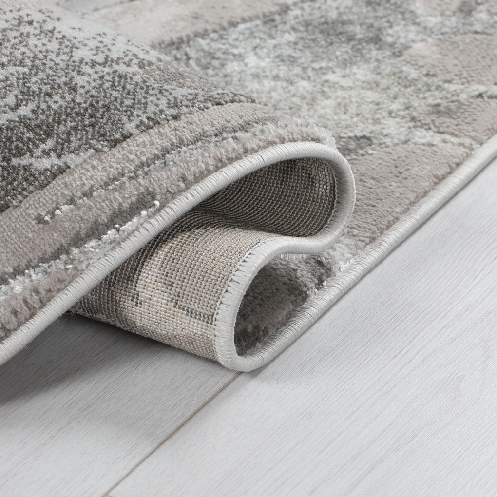 Flair Rugs, Běhoun Eris Marbled Silver, 60x230, šedá, chodba / předsíň