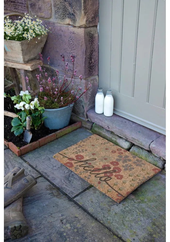 Rohožka z kokosového vlákna 40x60 cm Hello Scribbly Floral – Artsy Doormats