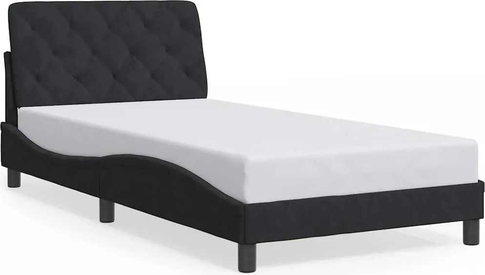 Rám postele bez matrace černý 100 x 200 cm samet 3207907
