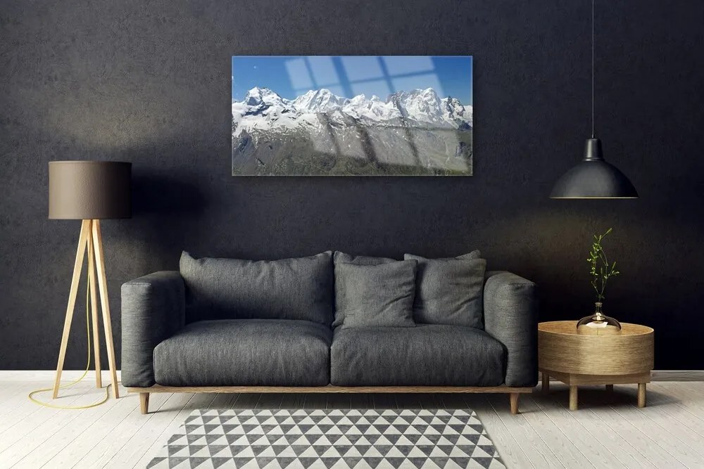Obraz na skle Hory Sníh Krajina 100x50 cm