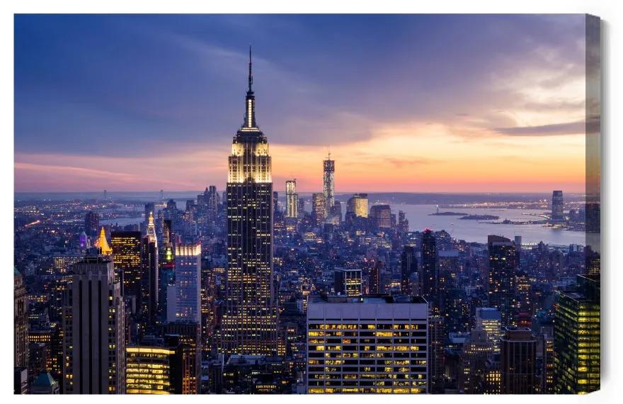 Obraz New York City Mrakodrapy Ve Večerních Hodinách Nedostatek Nedostatek Plátno Canvas 90x60