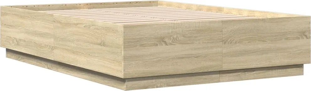 Rám postele s LED osvětlením dub sonoma 150 x 200 cm kompozit 3209606