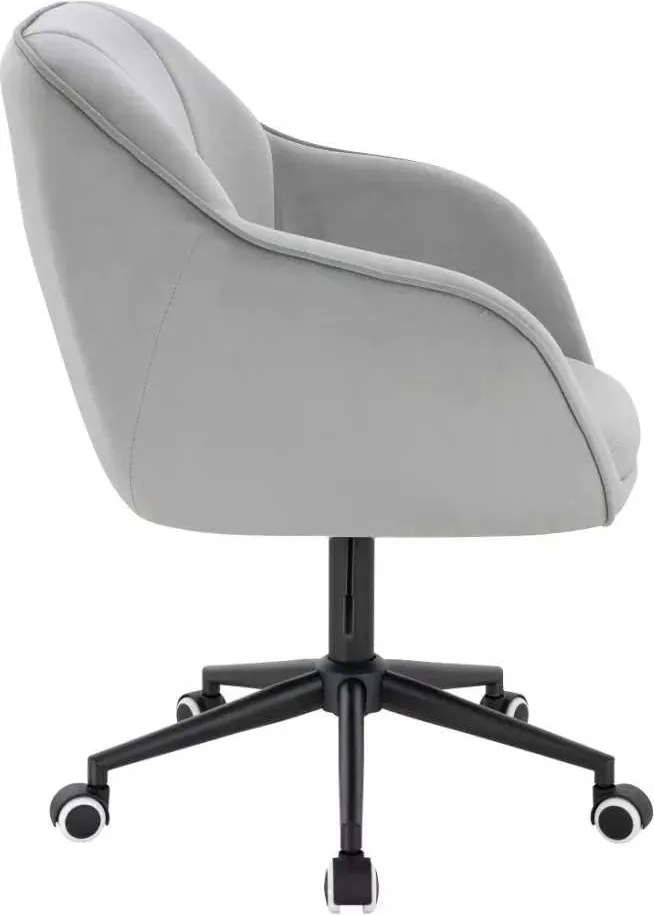 LuxuryForm DESIGN Otočná židle AVOLA VELUR na černé podstavě s kolečky - světle šedá