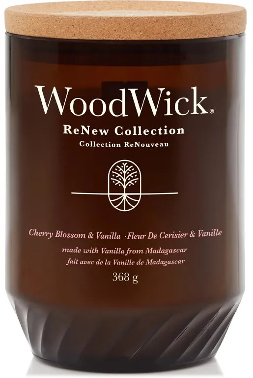 WoodWick – ReNew svíčka Cherry Blossom & Vanilla (Třešňový květ a vanilka) Velikost: střední 184g