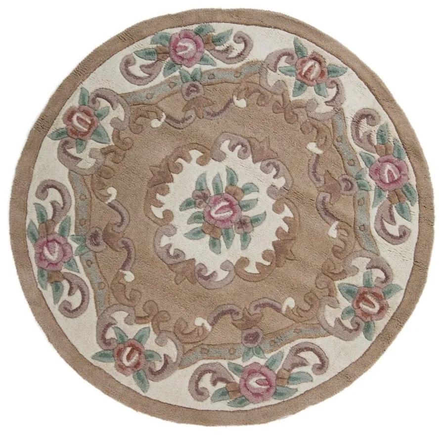 Béžový vlněný koberec Flair Rugs Aubusson, ⌀ 120 cm
