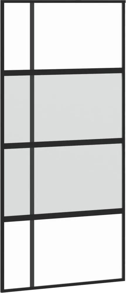 vidaXL Posuvné dveře 102,5 x 205 cm tvrzené sklo a hliník [155230] Barva: Černá