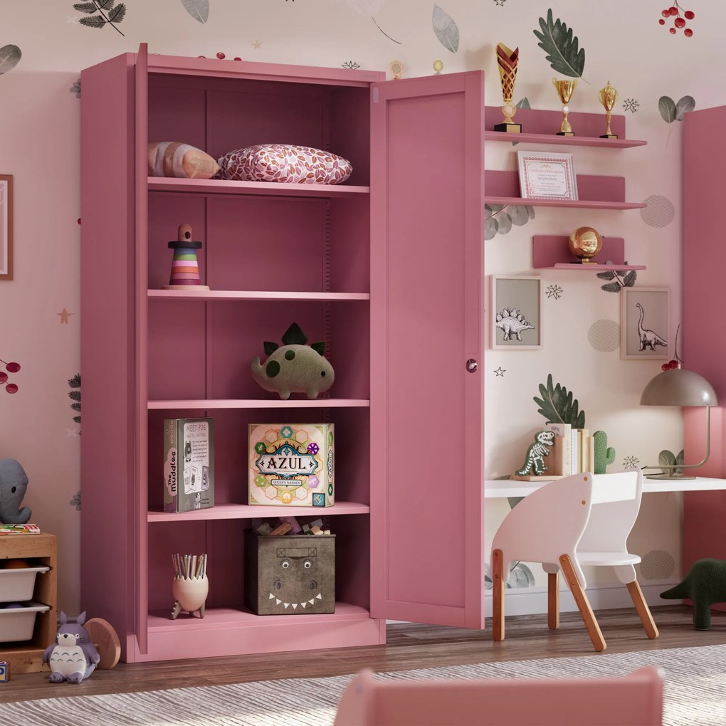 Kancelářská skříň na dokumenty se 4 policemi, pudrově růžová, 900x1850x400 mm: JAN Fresh Style