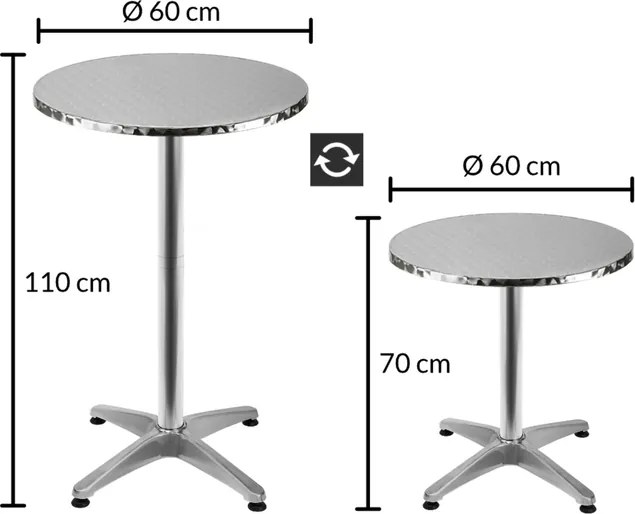 Sada 2 ks zahradních barových stolů CITY 60 cm stříbrná
