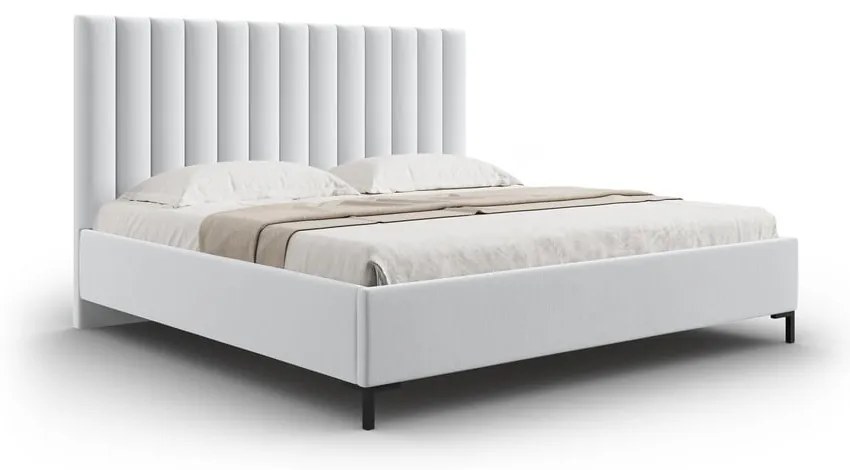 Světle šedá čalouněná dvoulůžková postel s úložným prostorem s roštem 180x200 cm Casey – Mazzini Beds