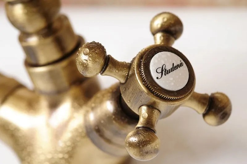 Reitano Rubinetteria, ANTEA stojánková dřezová baterie s retro hubicí, bronz, 3126