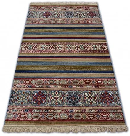 koberec WINDSOR 22890 ETNIC Střapce, modrá, bordó velikost 120x170 cm | krásné koberce cz