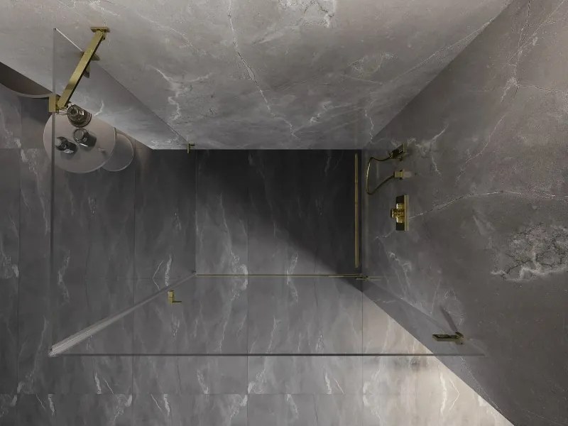 Mexen Lunar-B, výklopný sprchový kout pravý 80 x 70 cm, 8mm čiré sklo, zlatý profil, 832-080-070-50-00-P