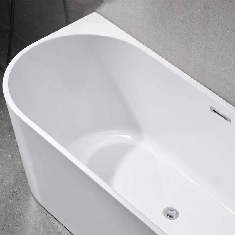 BPS-koupelny Volně stojící akrylátová vana ke stěně HYD-LE527B 150x75 bílá, odtokový komplet chrom