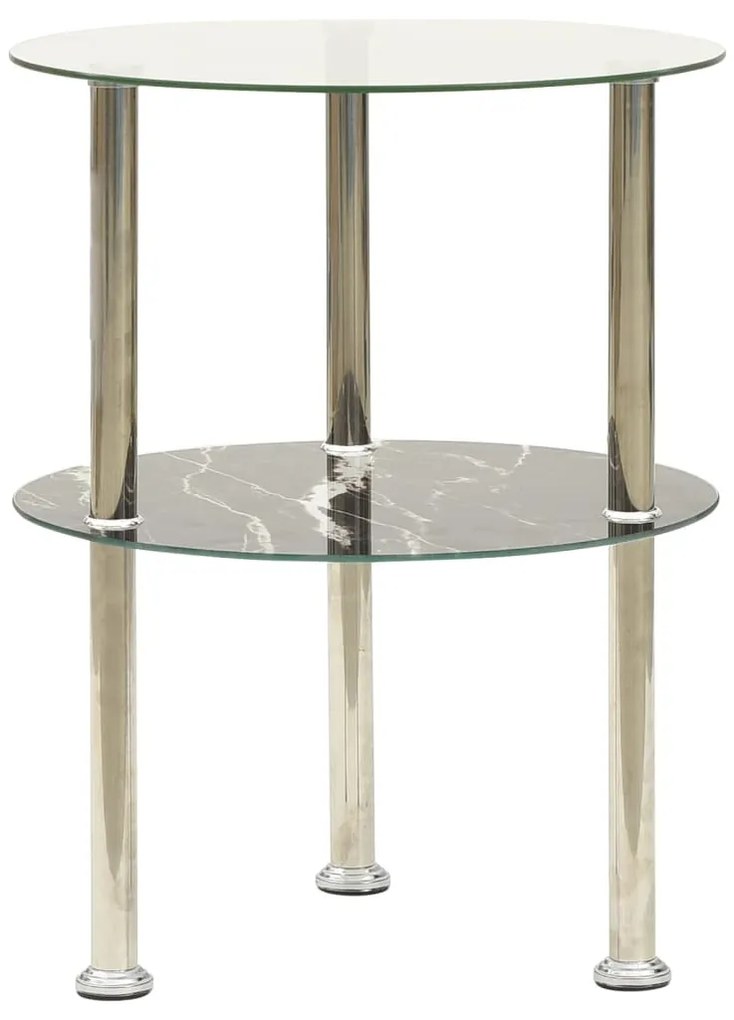 322789 vidaXL 322789  2-Tier Side Table Transparent & Black 38 cm Tempered Glass