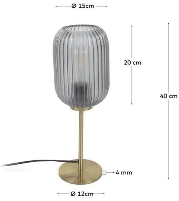 Kouřově šedá skleněná stolní lampa Kave Home Hestia